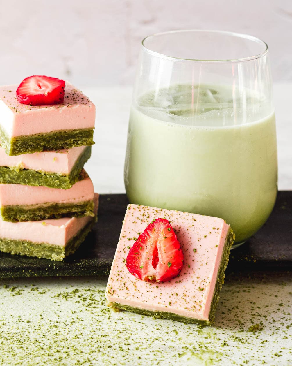 Matcha strawberry cream bars | Halicopter Away